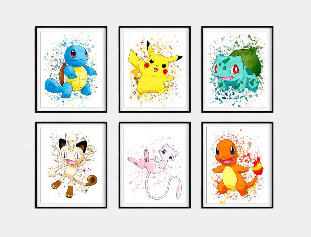 Set 6 Pokemons Print,anime Hero Print,pikachu Print,bulbasaur Print ...