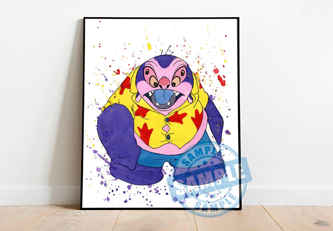 Jumba Print Watercolor, Lilo and Stitch Poster, Stitch Giclee for ...