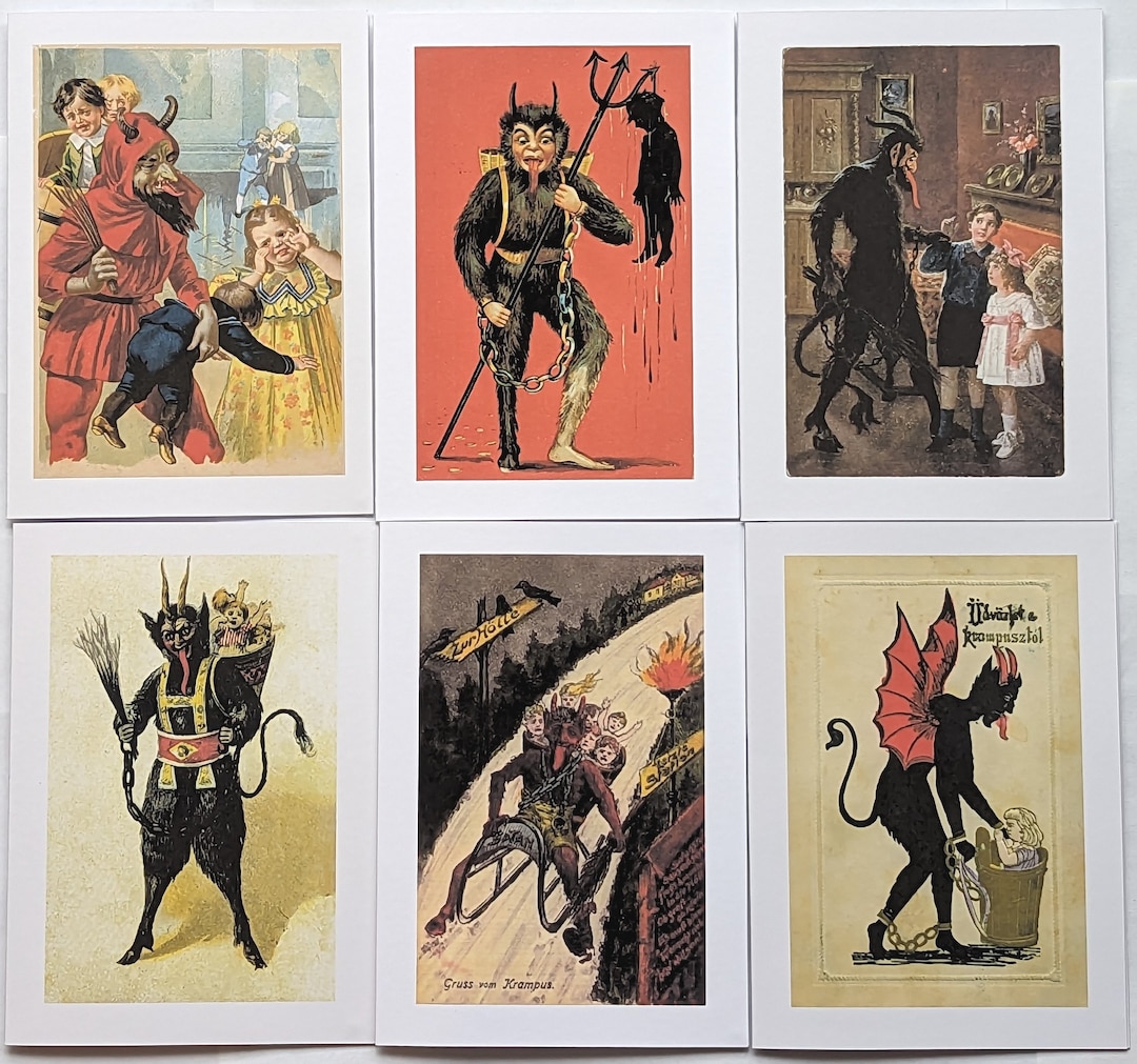 Set of 6 Krampus Cards Weird and Bizarre Christmas Cards - Etsy