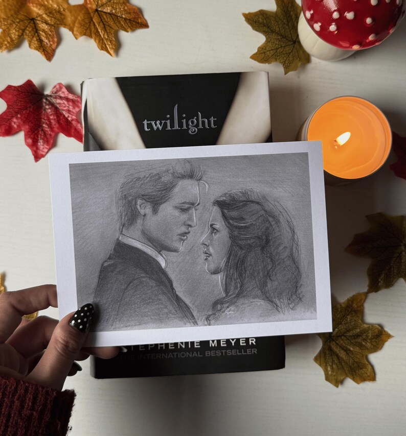 5x7 Bella and Edward Fan Art Print | Twilight Pencil Drawing ...