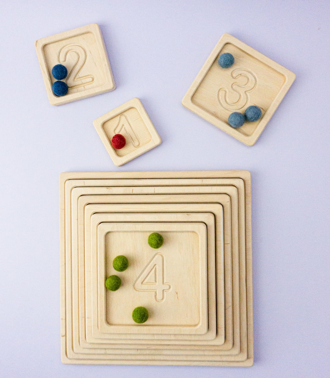 Counting Trays Wooden Montessori Toys Educational Toys Learn Numbers ...