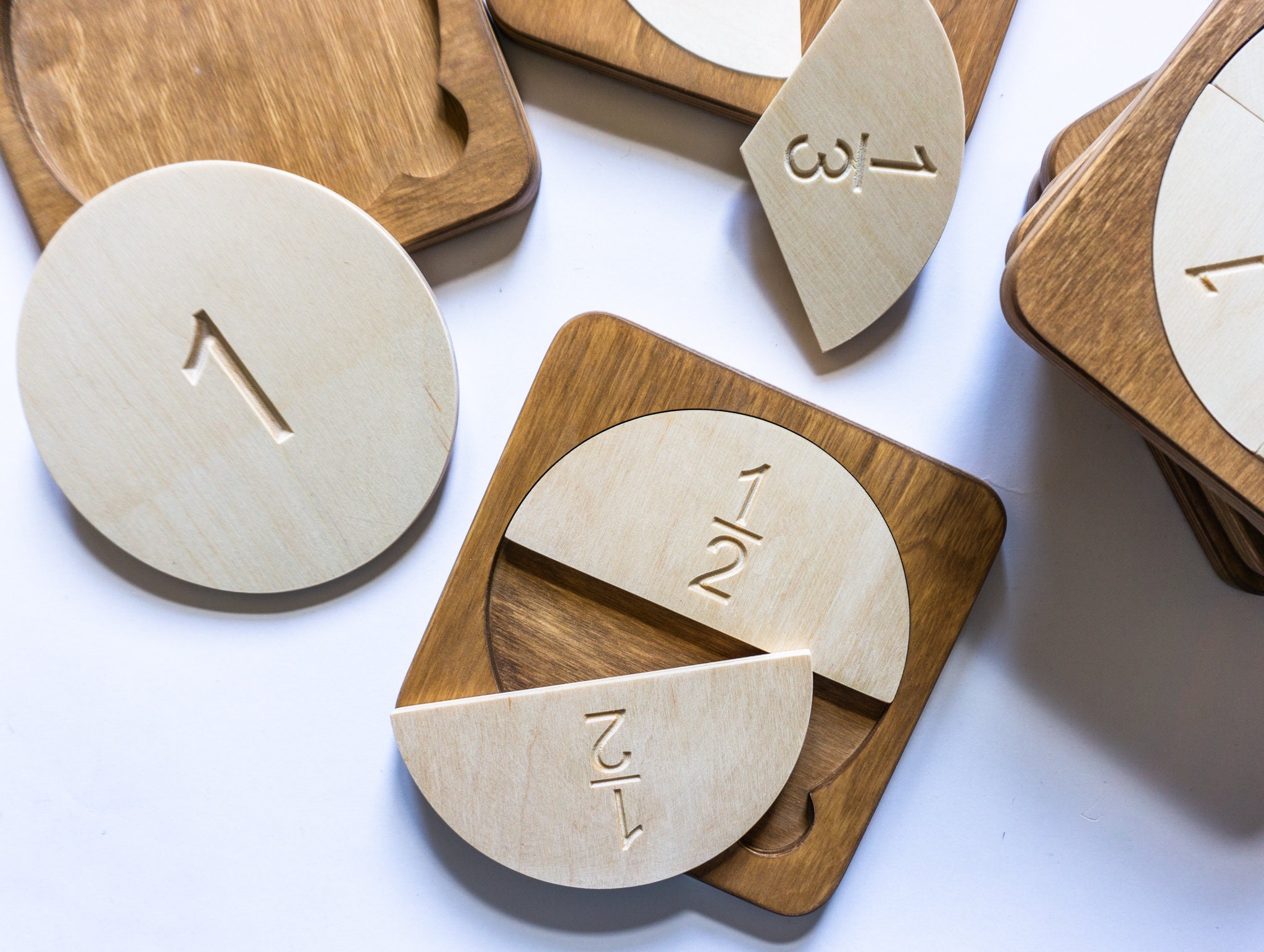 Wooden Fractions Puzzle Pre-school Learning Montessori Waldorf - Etsy