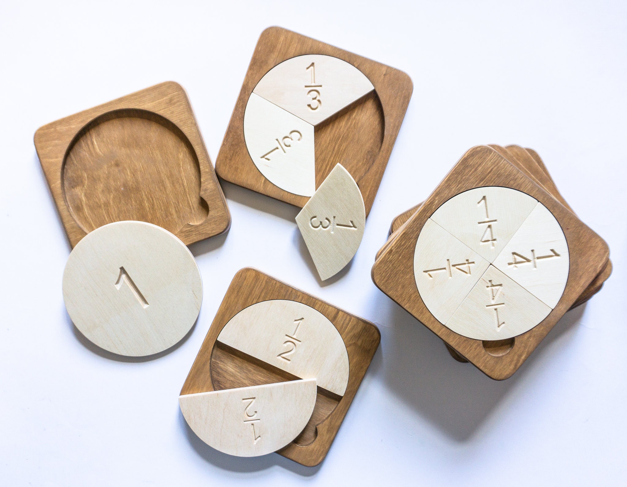 Wooden Fractions Puzzle Pre-school Learning Montessori Waldorf - Etsy