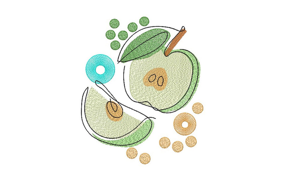 Green Apple Embroidery Design - Etsy