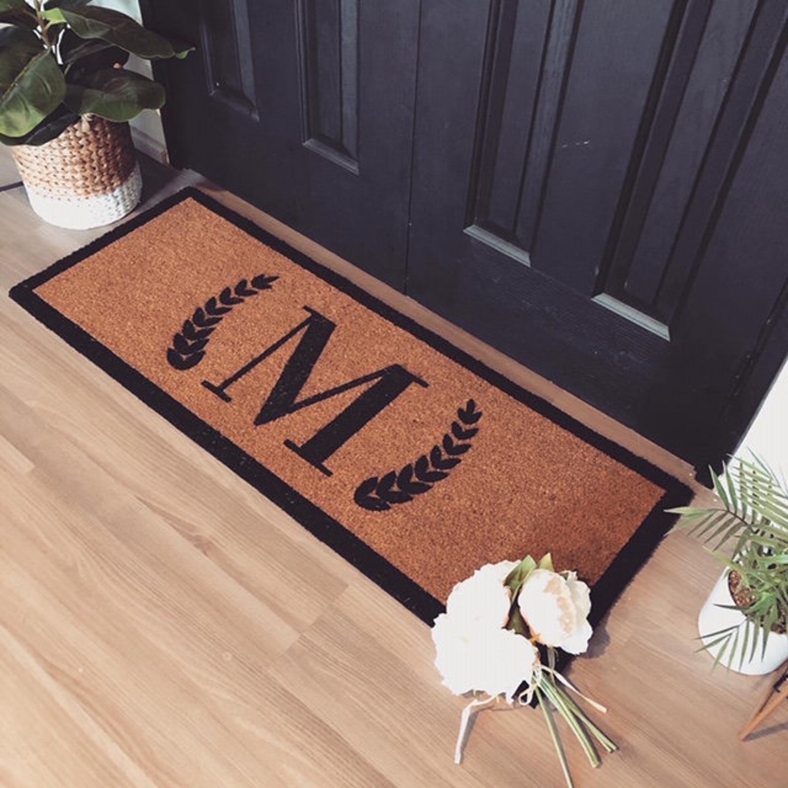 Monogram & Wreath Doormat Custom Doormat Personalised - Etsy