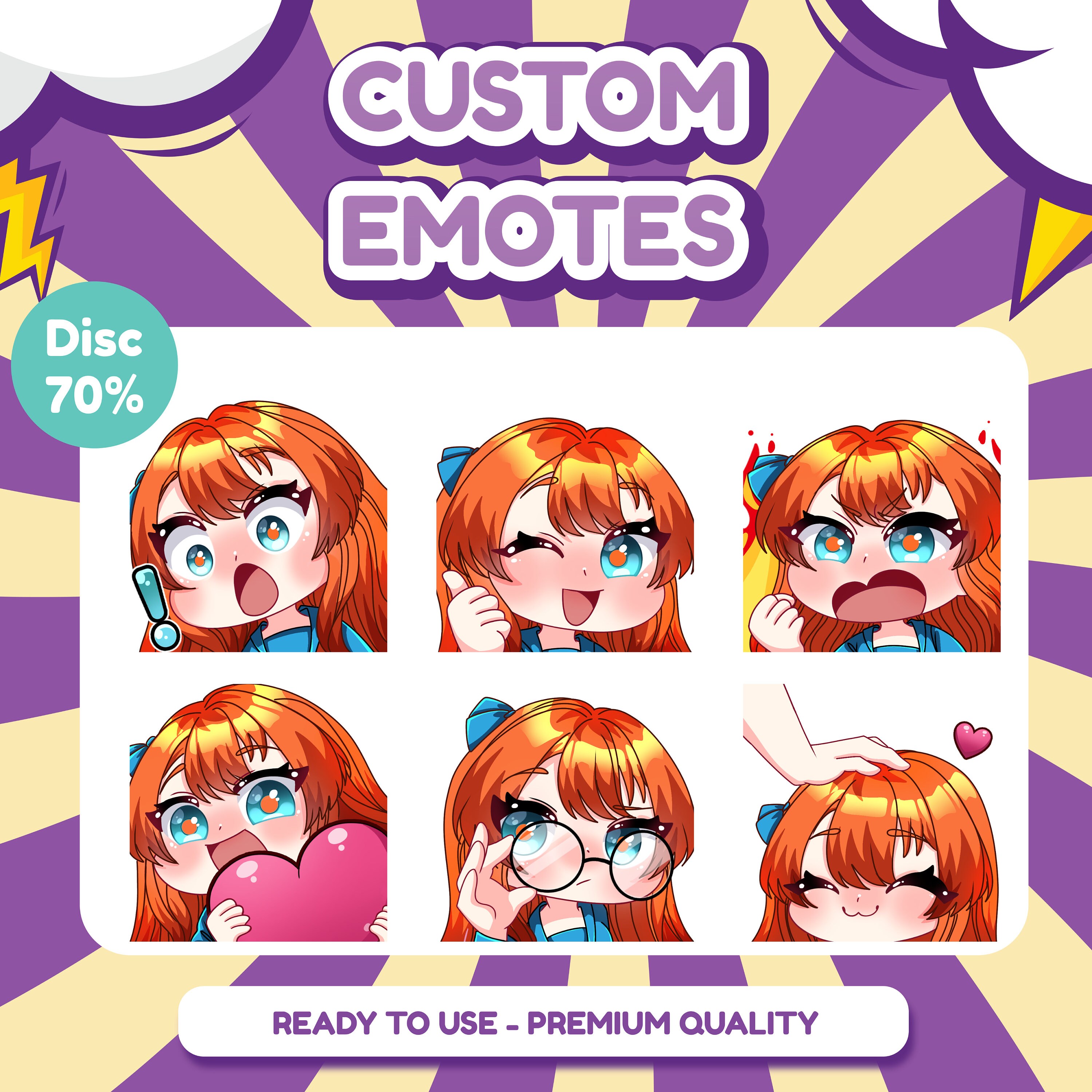 Custom Emotes Cute Emotes Chibi Emotes Anime Emotes Stream Emotes ...