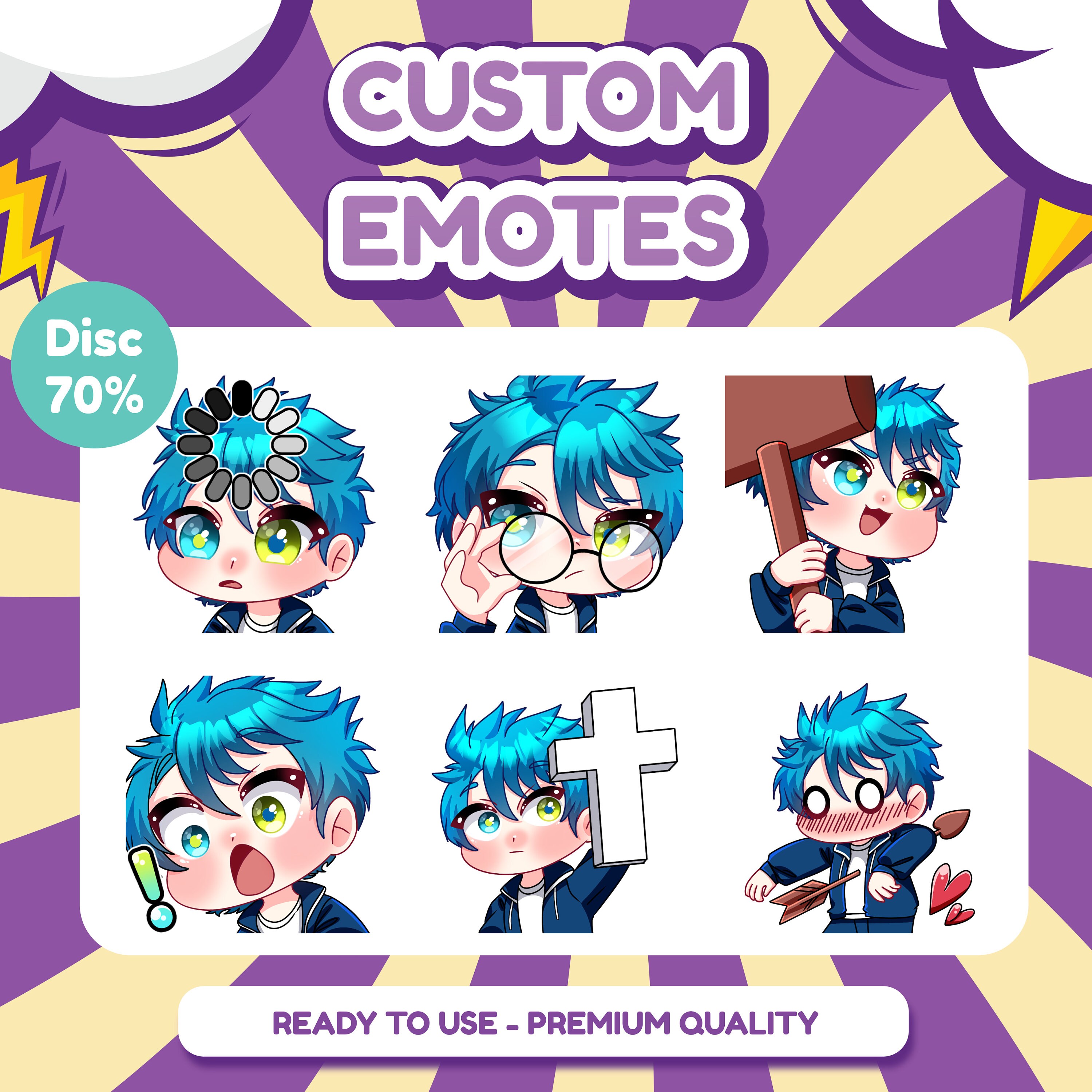 Custom Emotes Cute Emotes Chibi Emotes Anime Emotes Stream Emotes ...