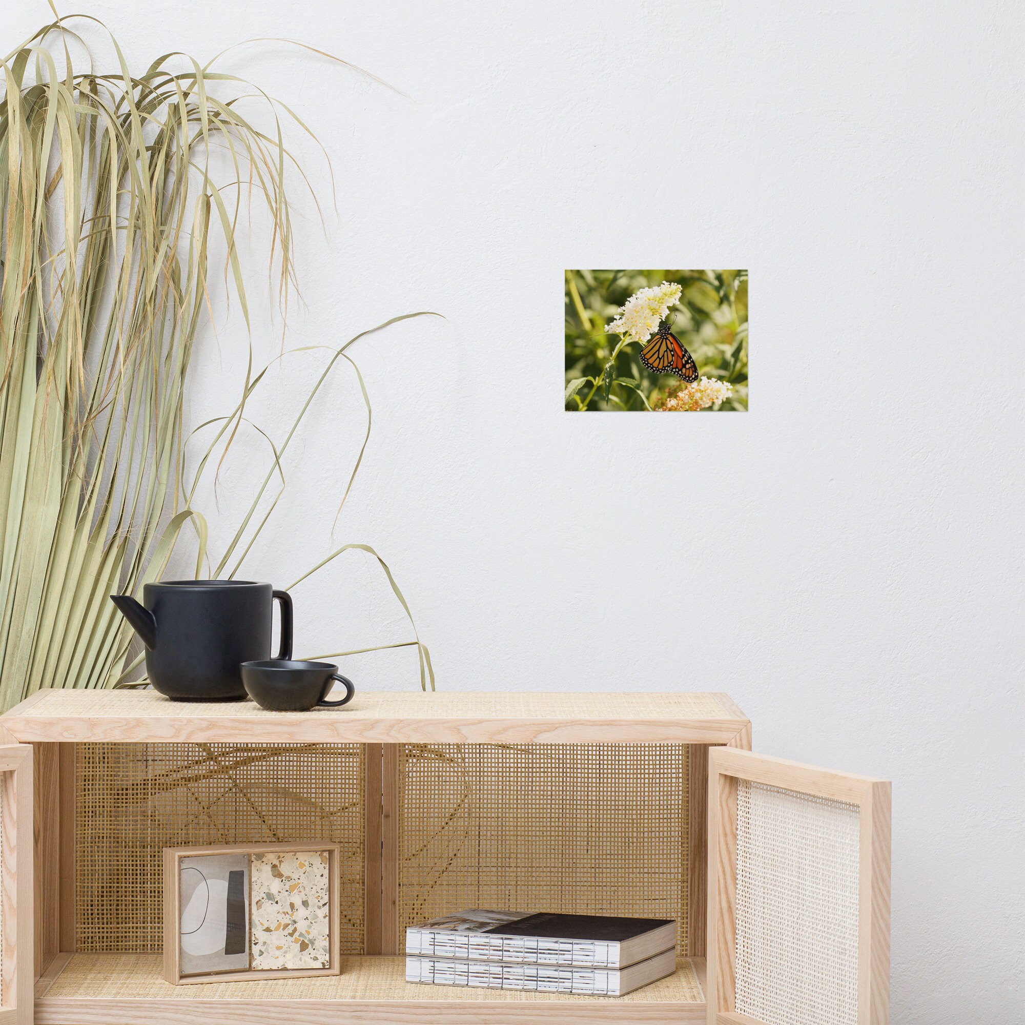 Monarch on White Flowers Photo Poster Print - Nature Photography ...