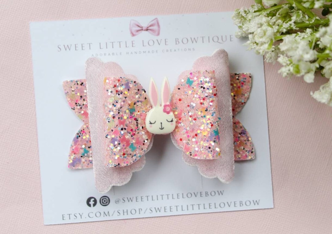 Easter Bunny Hair Bow, Bunny Bow, Easter Hair Bow, Pink Easter Bunny ...