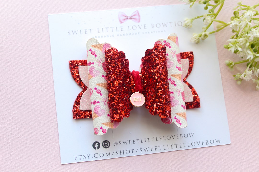 Best Friend Forever BFF Hair Bow, Valentine's Day Friendship Bow, Heart ...