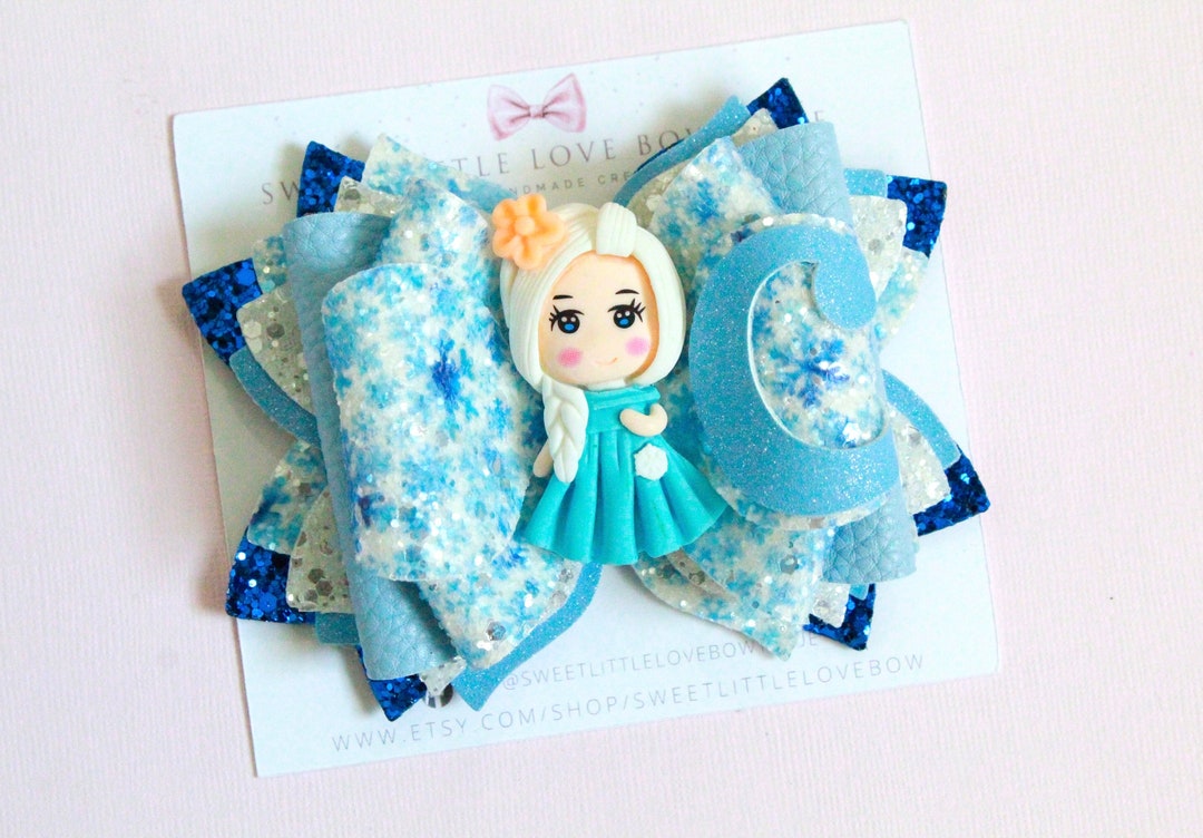 Princess Elsa Hair Bow, Personalized Initial Bow, Custom Name Hair Bow ...