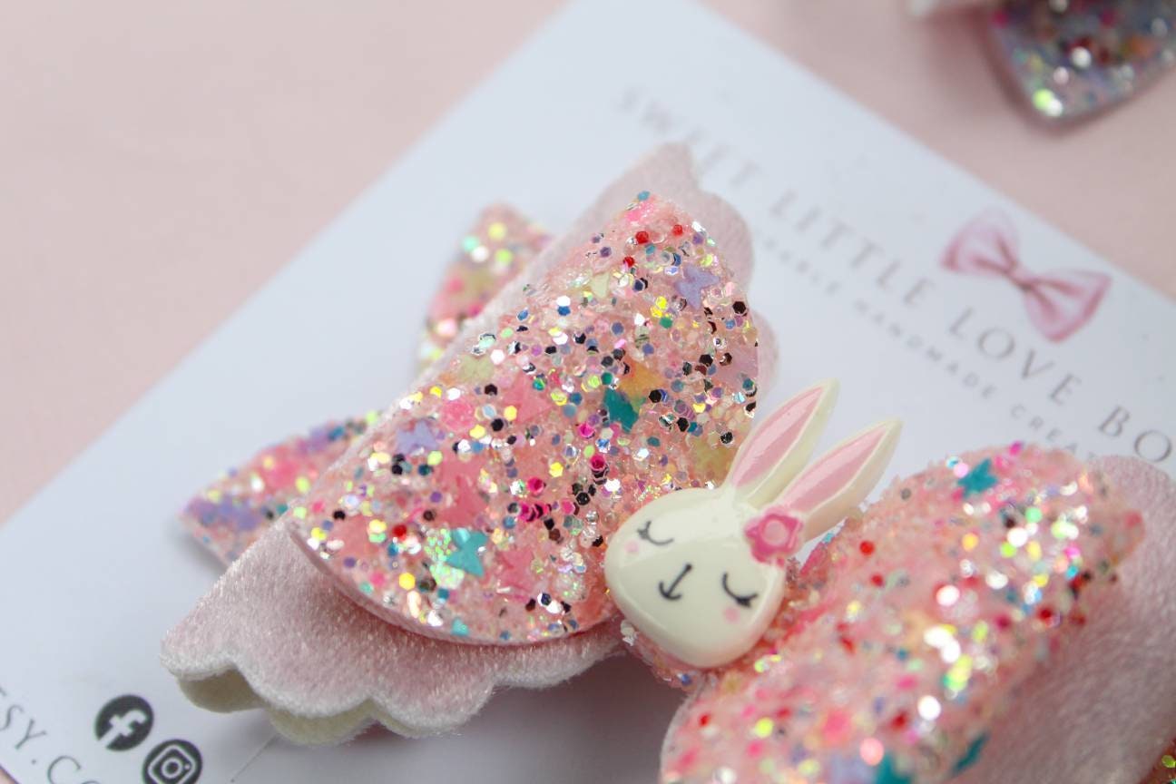 Easter Bunny Hair Bow Bunny Bow Easter Hair Bow Pink Easter - Etsy