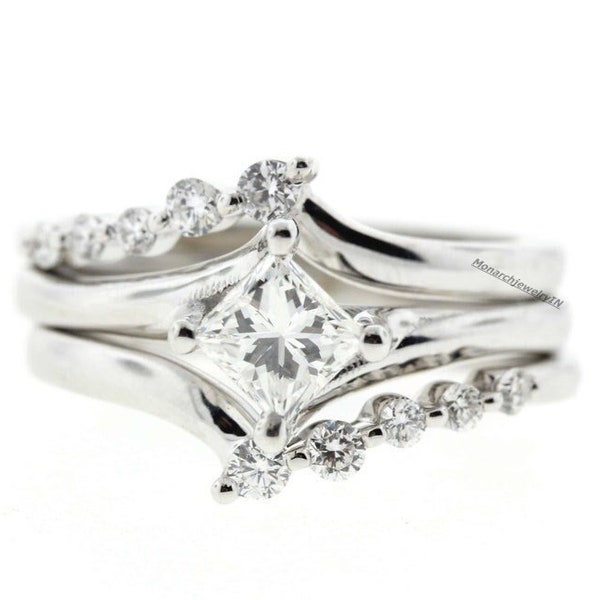 Princess Cut Kite Set Ring - Etsy