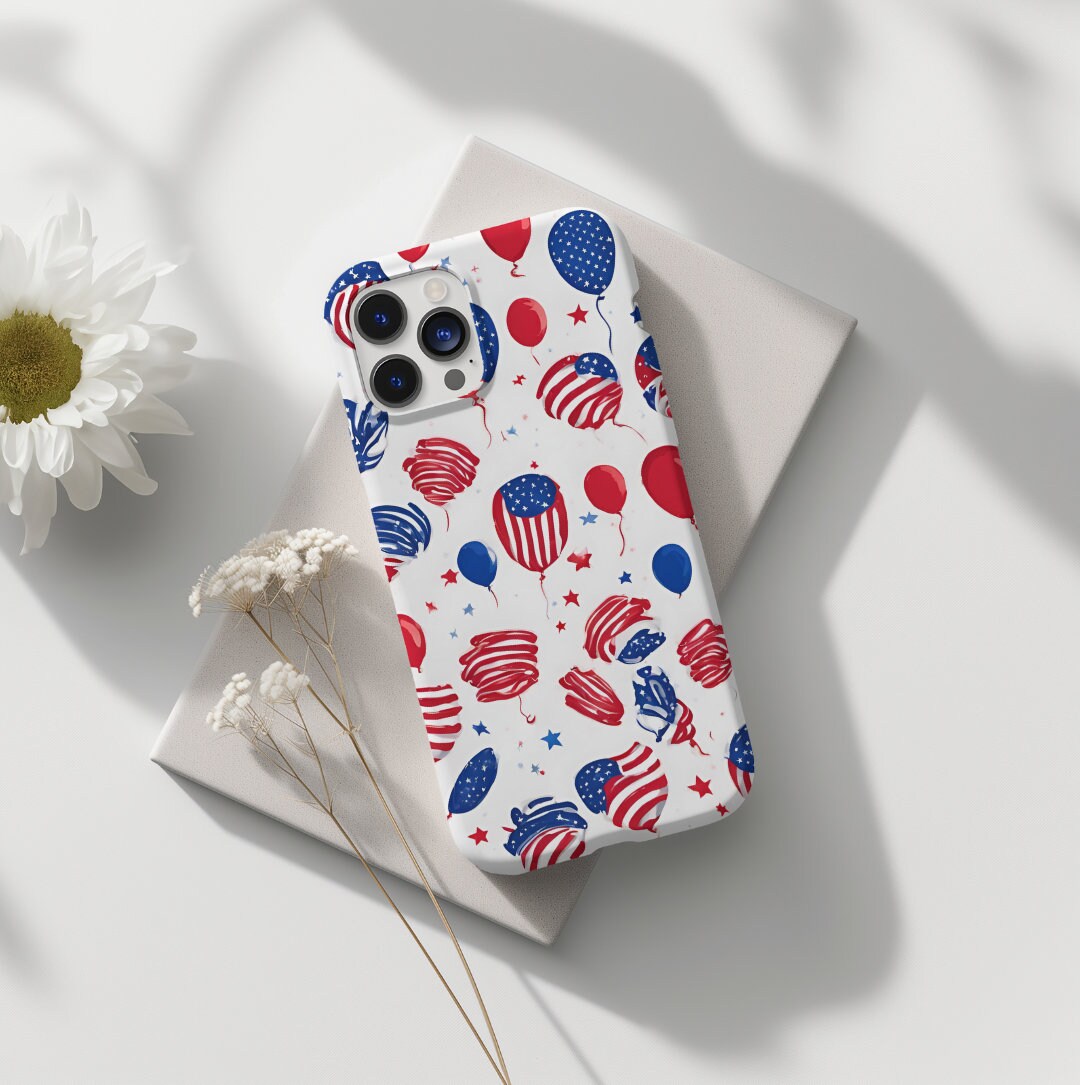 Red, White and Blue American Flag Balloon Phone Case, 4th of July Phone ...