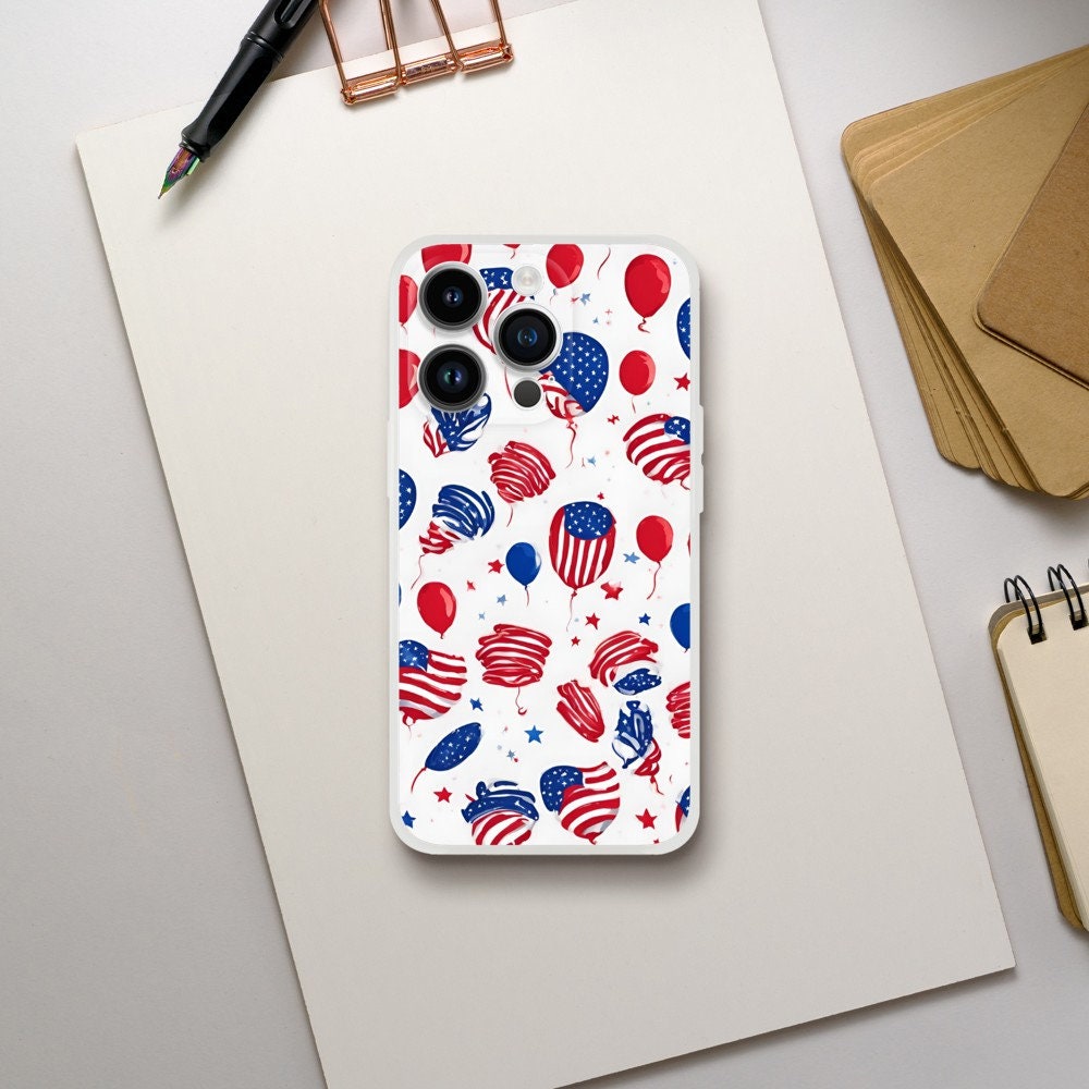 Red, White and Blue American Flag Balloon Phone Case, 4th of July Phone ...