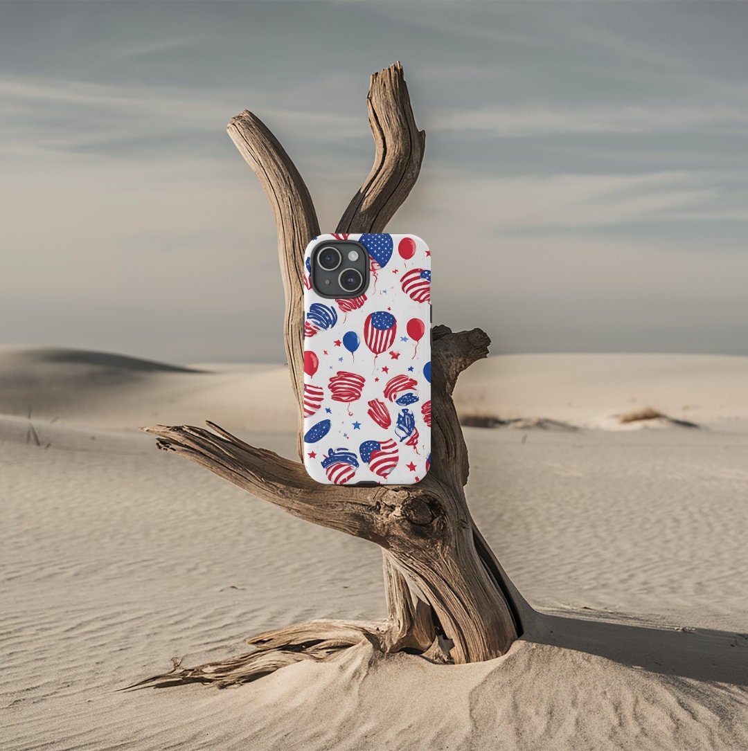 Red, White and Blue American Flag Balloon Phone Case, 4th of July Phone ...