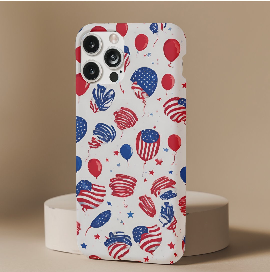 Red, White and Blue American Flag Balloon Phone Case, 4th of July Phone ...