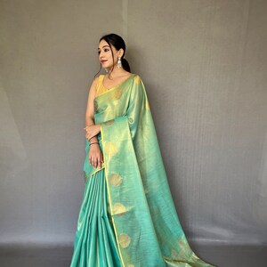 Seagreen Organza Silk Saree, Saree for USA Women, Saree for Women ...