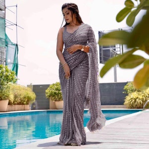 Red Color Net Sequnce Work Saree, Saree for USA Women, Designer Saree ...