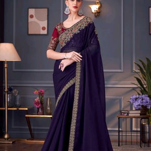 Lavender Silk Festive Wear Saree, Saree for USA Women, Designer Saree ...