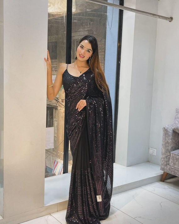 Black Soft Georgette Saree Saree for USA Women Designer Saree Party Wear Saree Wedding Wear Saree Saree Blouse Sarees Indian Saree. Etsy
