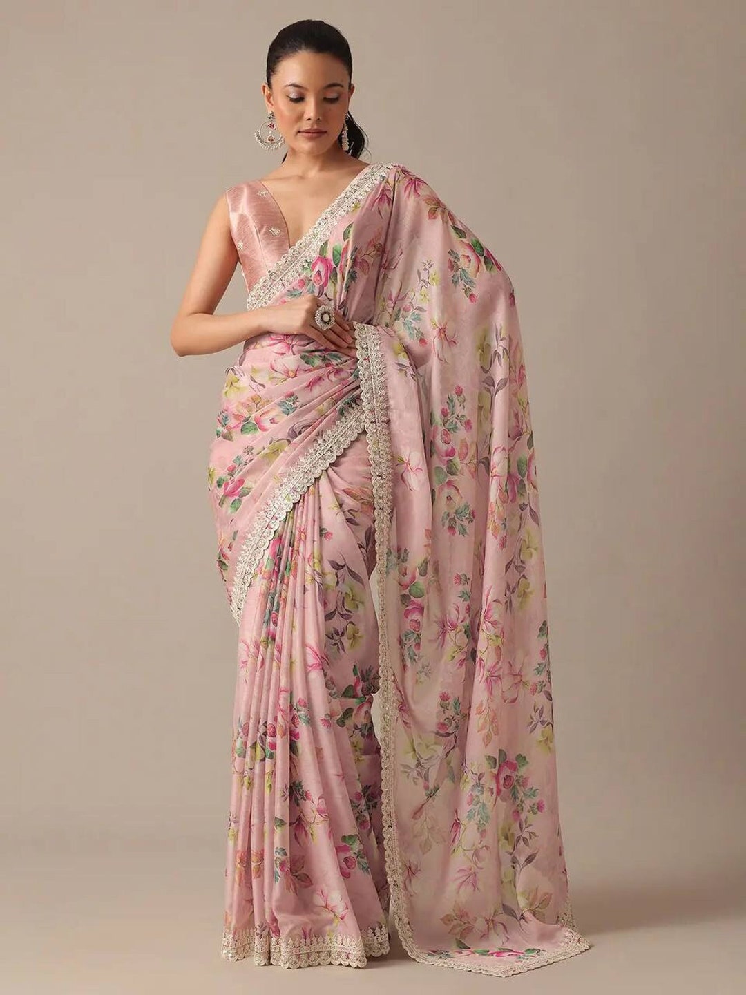 Light Pink Color Georgette Saree, Saree for USA Women, Saree for Women ...