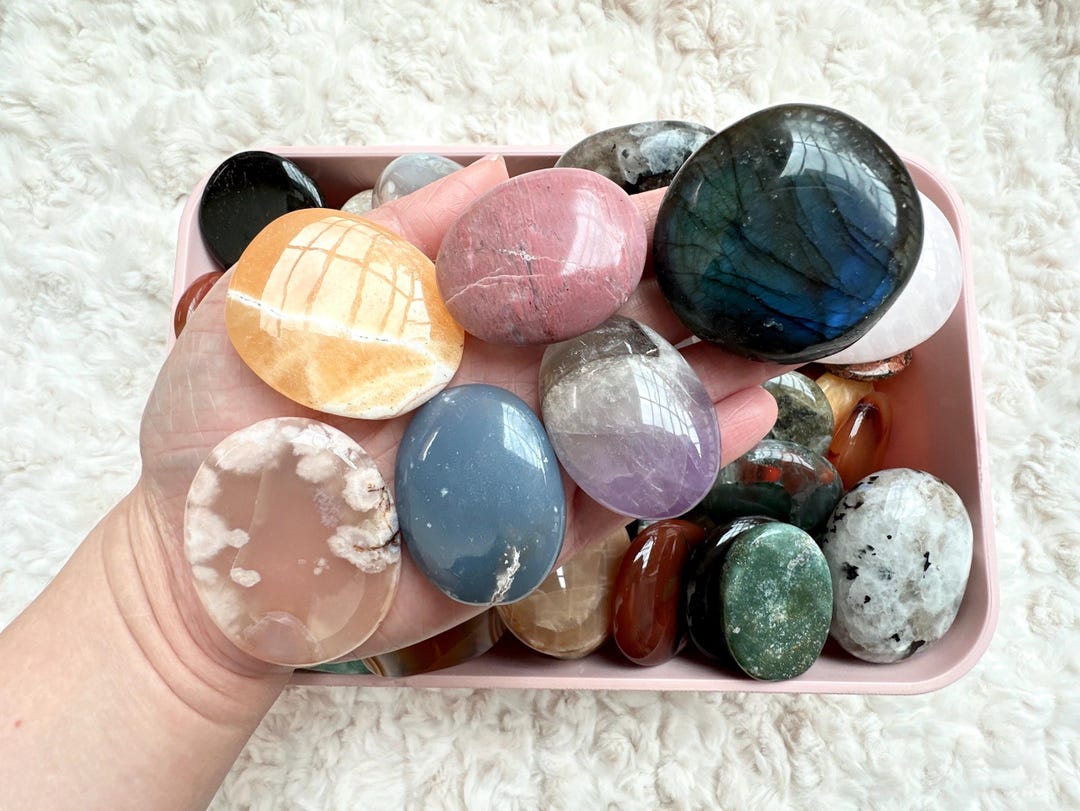 1/2 Lb Discounted Imperfect Crystal Flat/worry/palm Stones Mystery ...