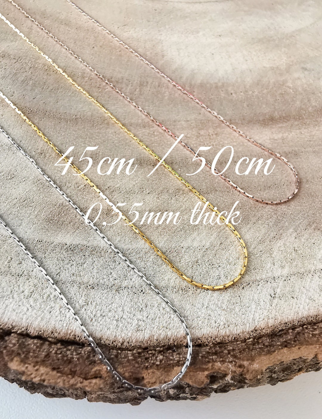 925 Silver Cardano Chain in 45 Cm and 50 Cm, 0.55 Mm Thick Real Silver ...