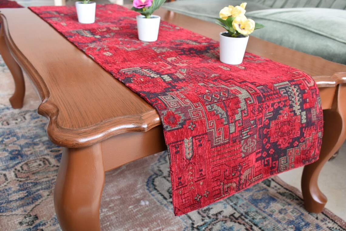 Kilim Designed Table Runner Vintage Table Runner Woven Fabric Table ...