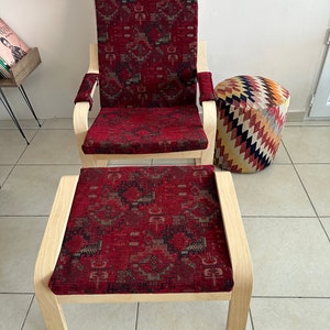 Kilim Designed Poang Armchair Cover Footstool Ottoman Cover Ethnic ...