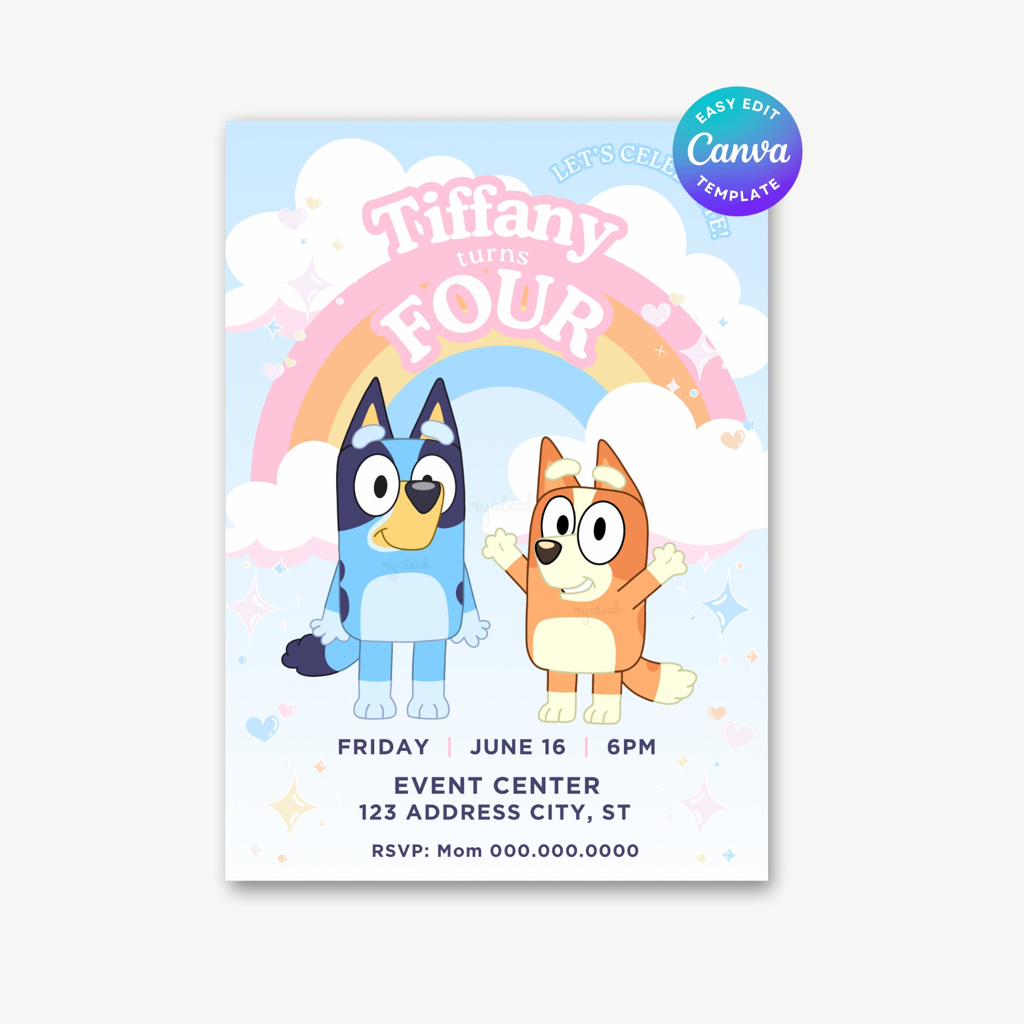 Invitación Bluey Bingo Bluey Plantilla de invitación Tema - Etsy España