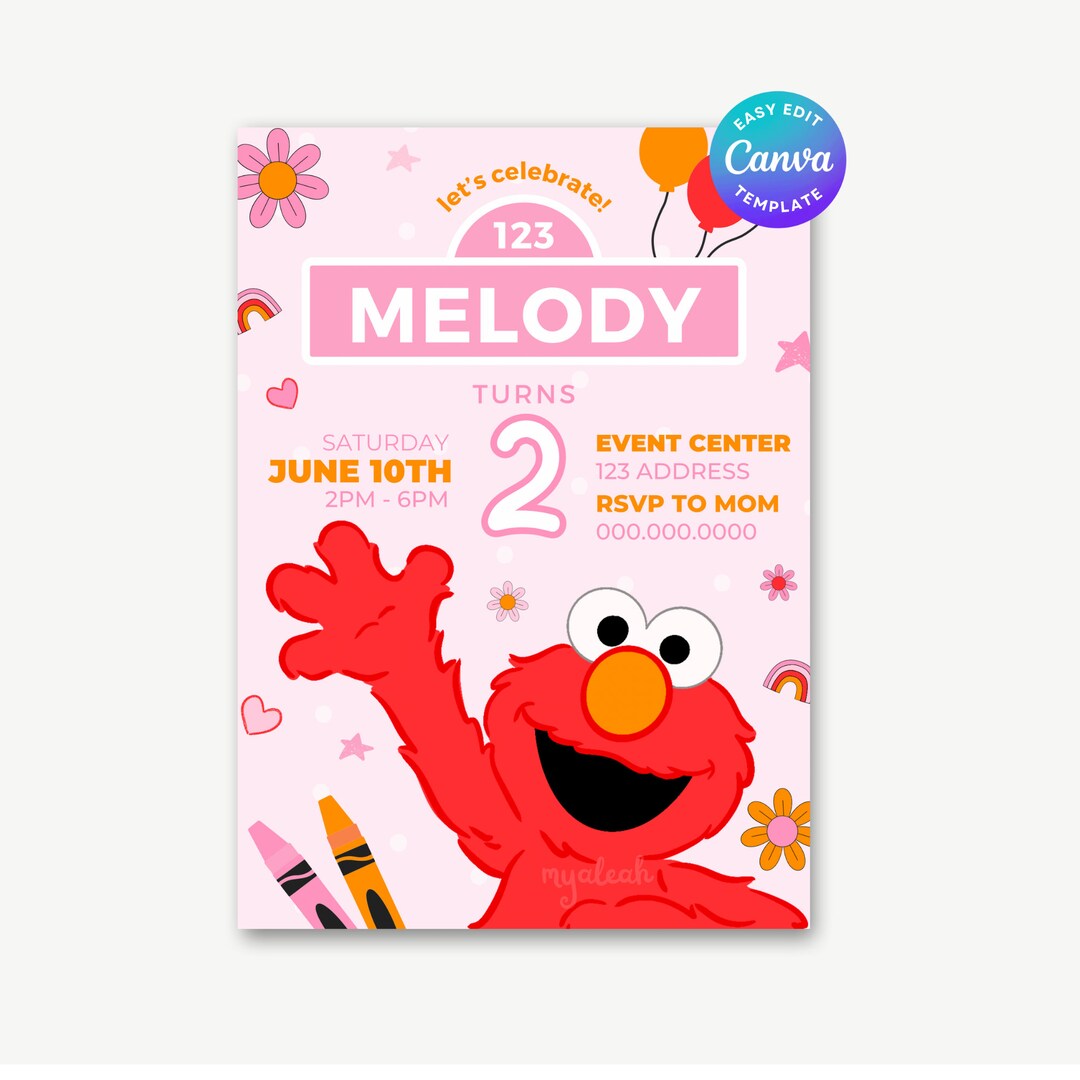 Editable Elmo Birthday Elmo Invitation Elmo Invitation for - Etsy