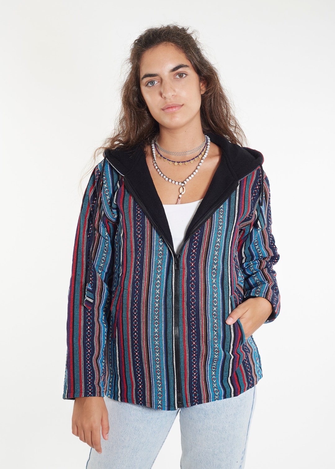 DEEP Blue Earth Hippie Gheri Polar Fleece Jacket / Jacket / Traditional ...