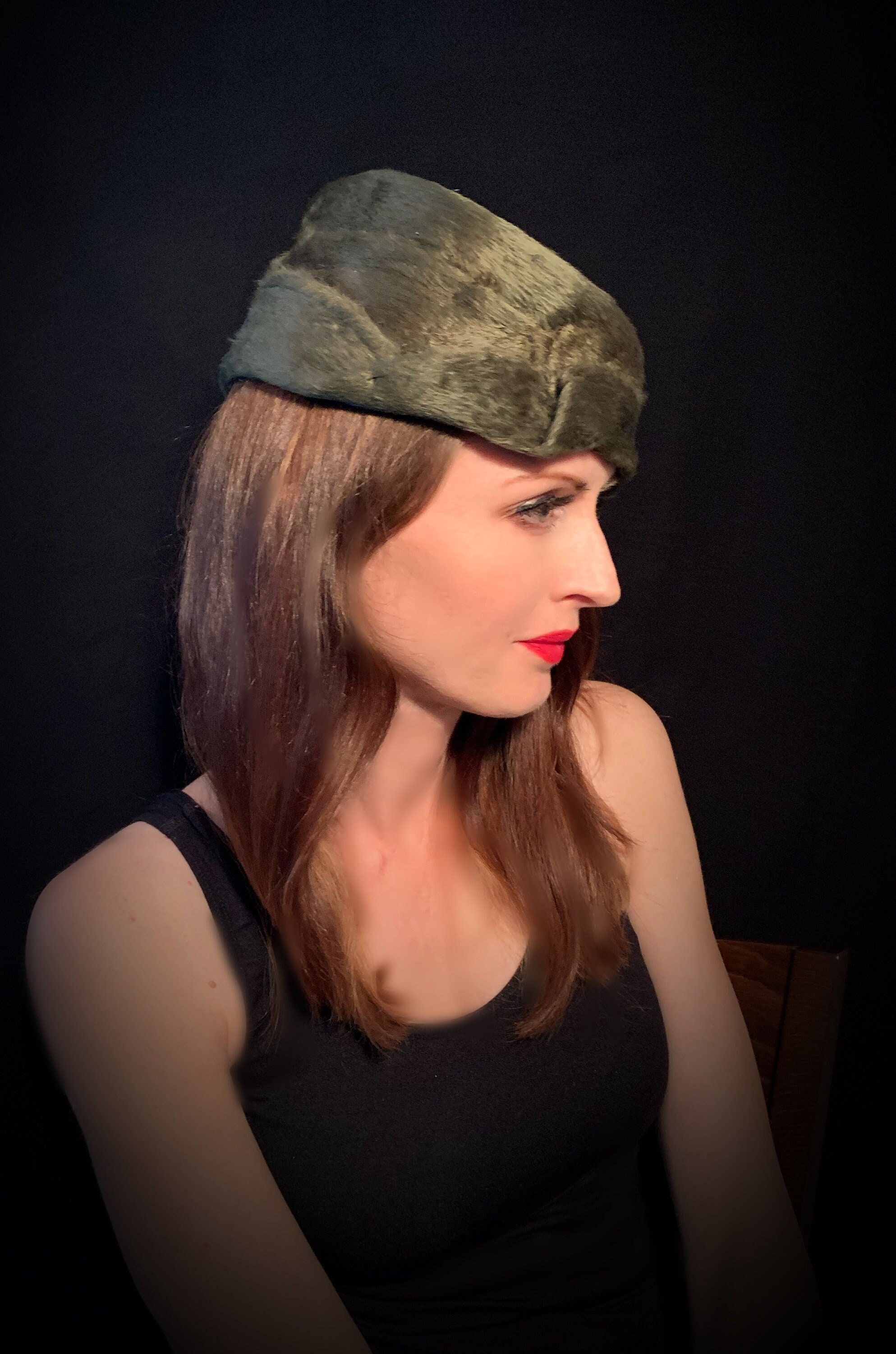SOLD OUT. the Tanager. Olive Green Hand-sculpted Fur Felt Hat - Etsy