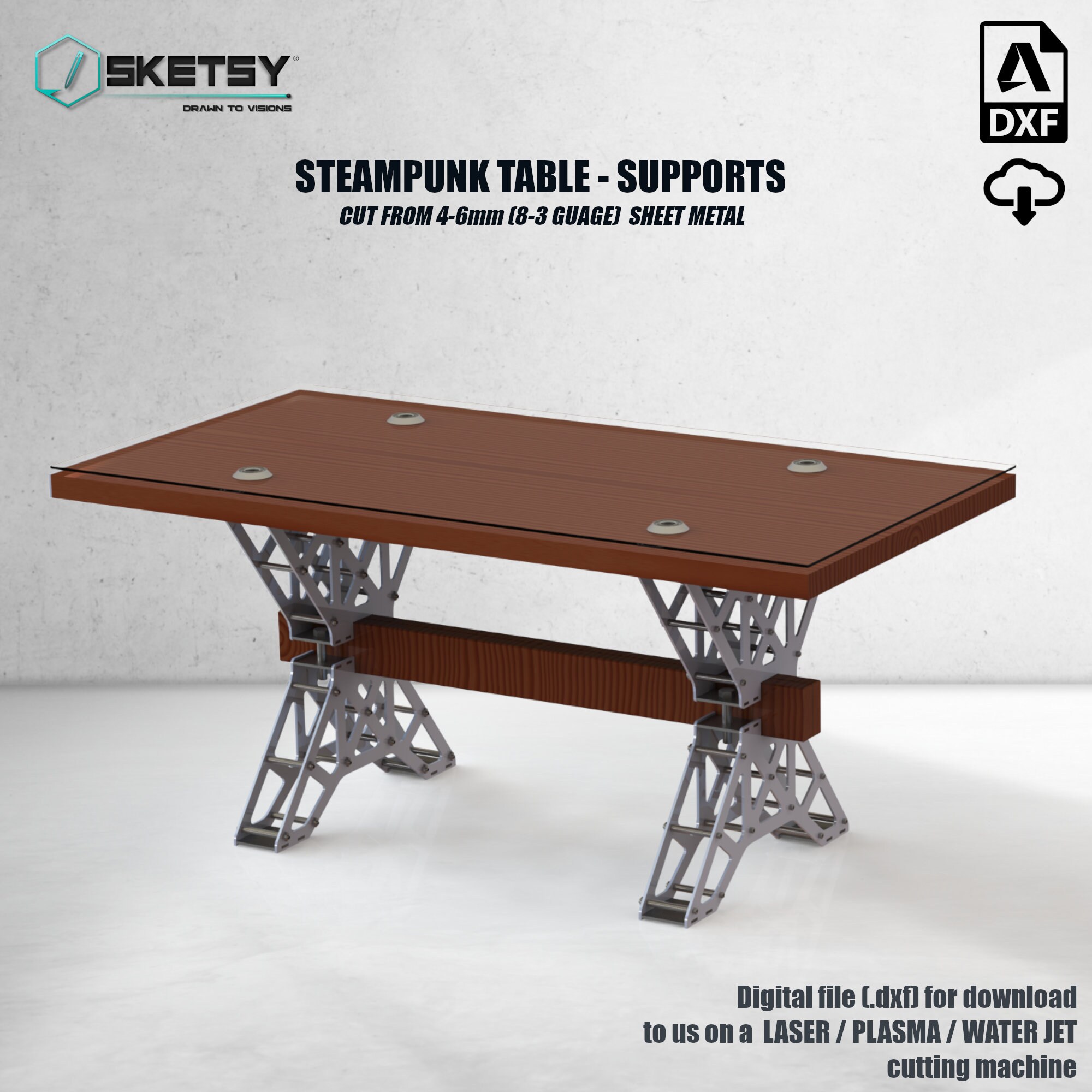Industrial/steampunk Table Legs DXF File for Cnc Cutting - Etsy