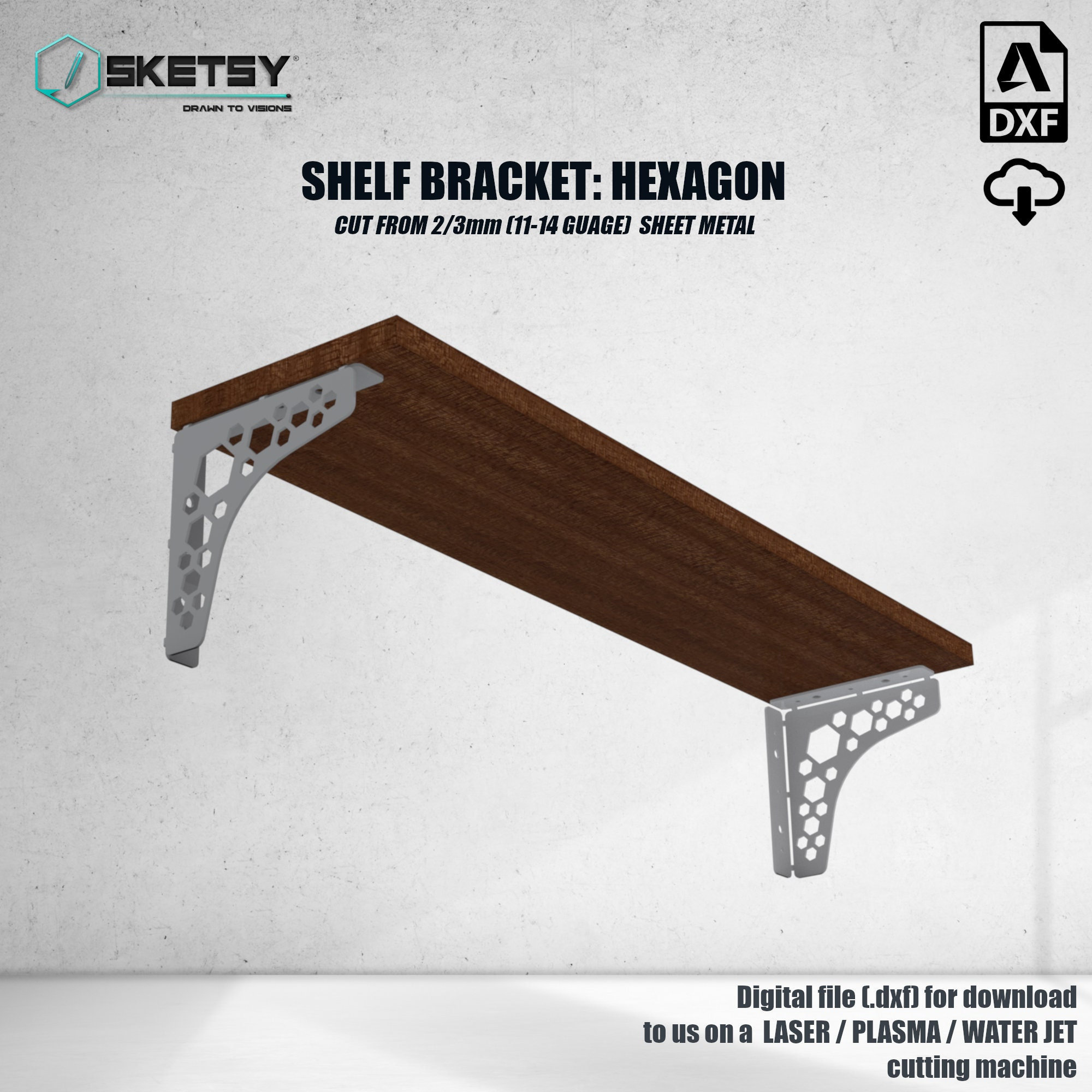 Shelf Bracket DXF File for CNC Cutting - Hexagon 2 - Etsy