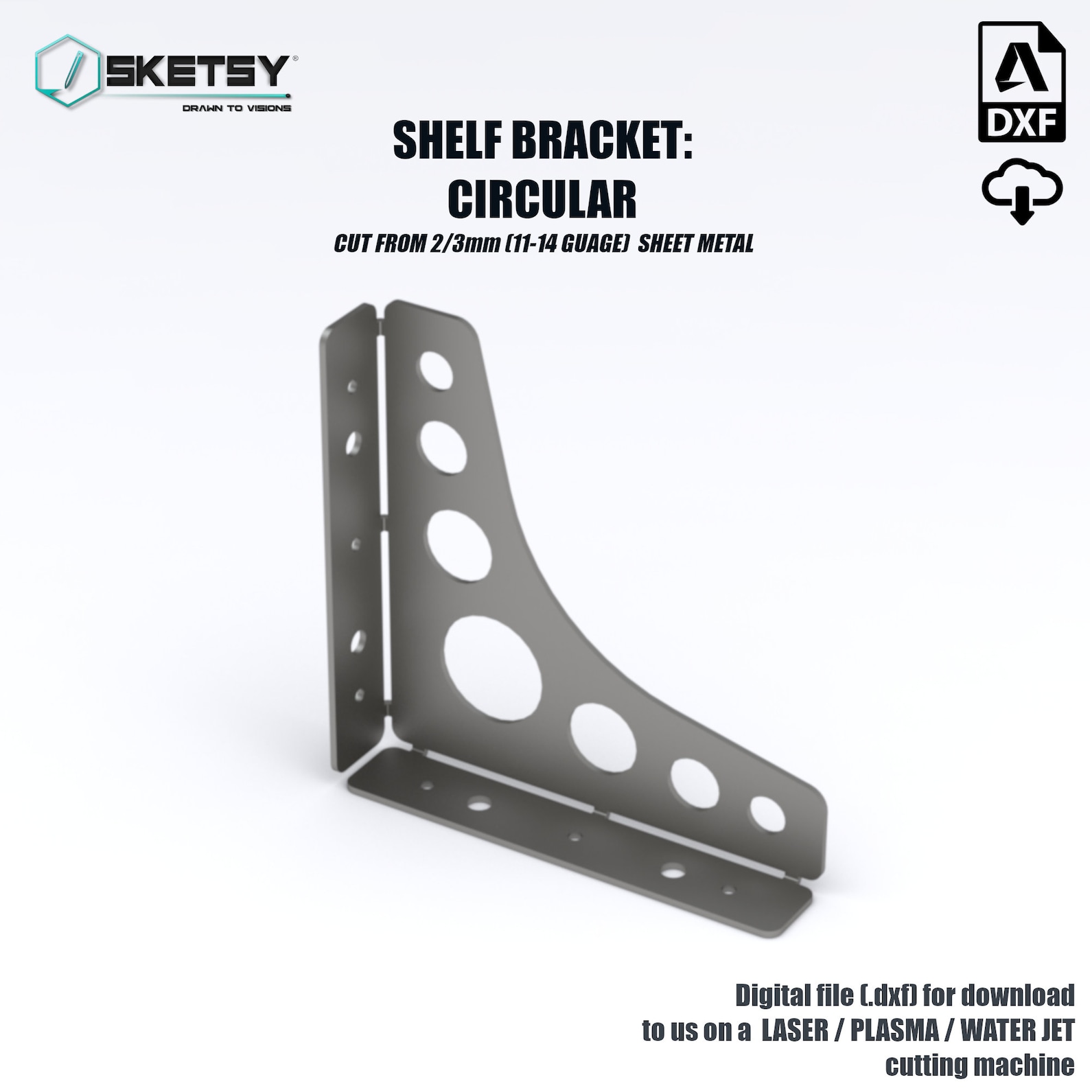Shelf Bracket DXF File for CNC Cutting - Circular - Etsy
