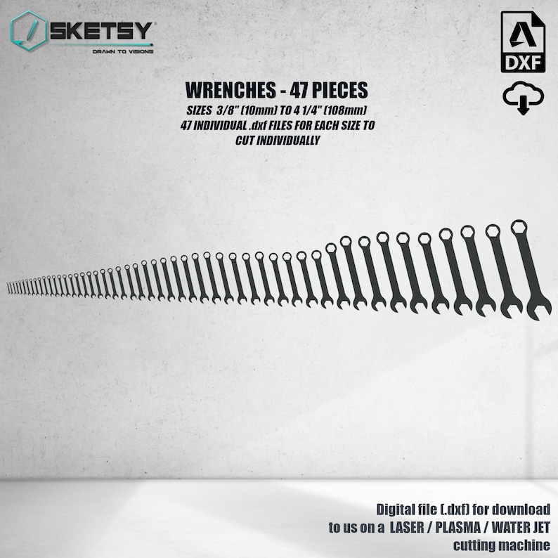 Wrench Spanner Tool Profiles DXF Files Plasma Laser Cut - Etsy