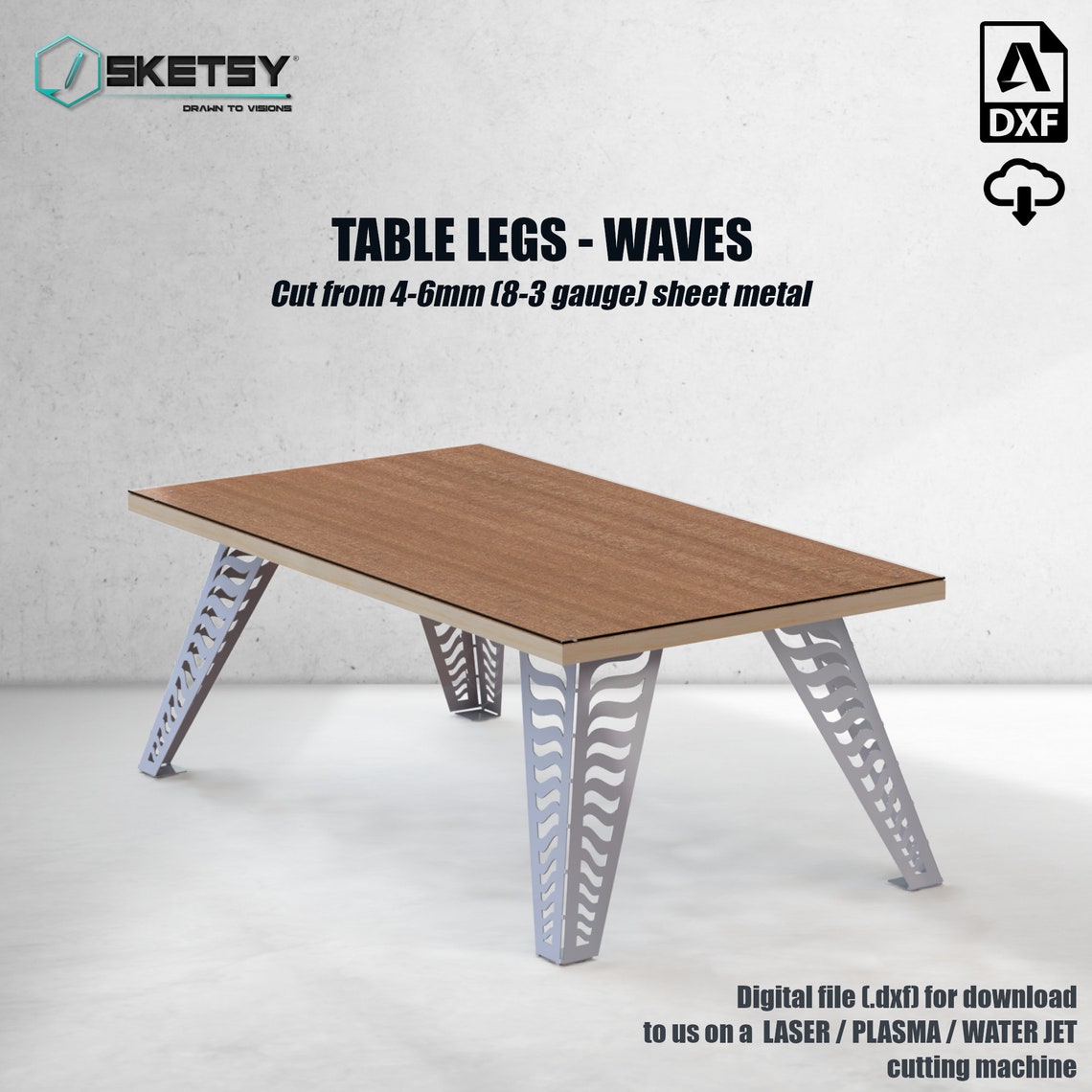 Wave Styled Table Legs DXF File for CNC Laser/plasma Cutting - Etsy