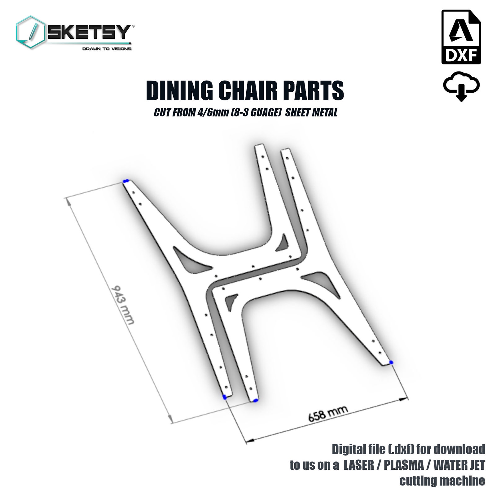 Dining Table and Chairs Set Dxf Files - Etsy