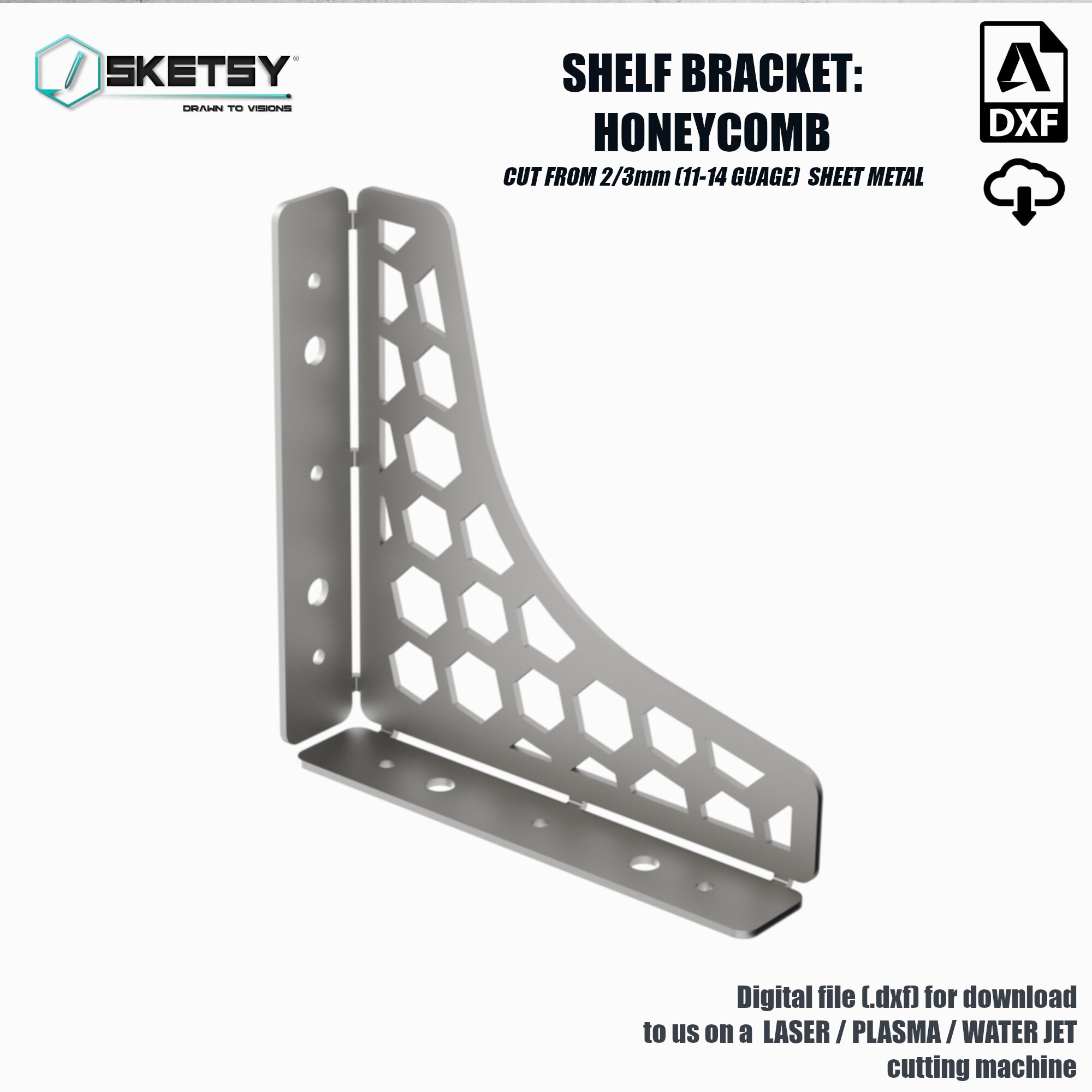 Shelf Bracket DXF File for CNC Cutting - Honeycomb 1 - Etsy