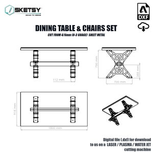 Dining Table and Chairs Set Dxf Files - Etsy