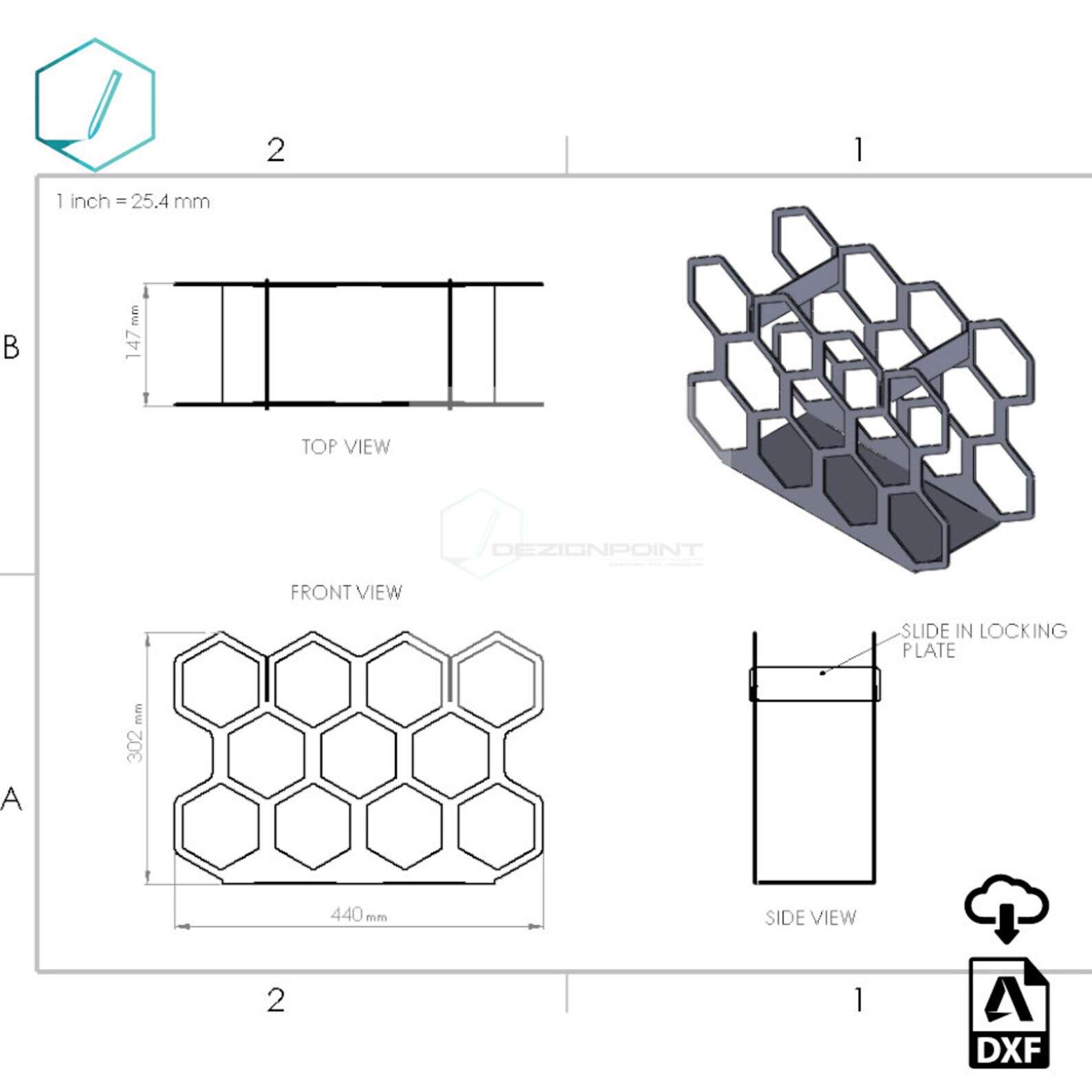 Wine Rack Hex Style DXF Digital File - Etsy