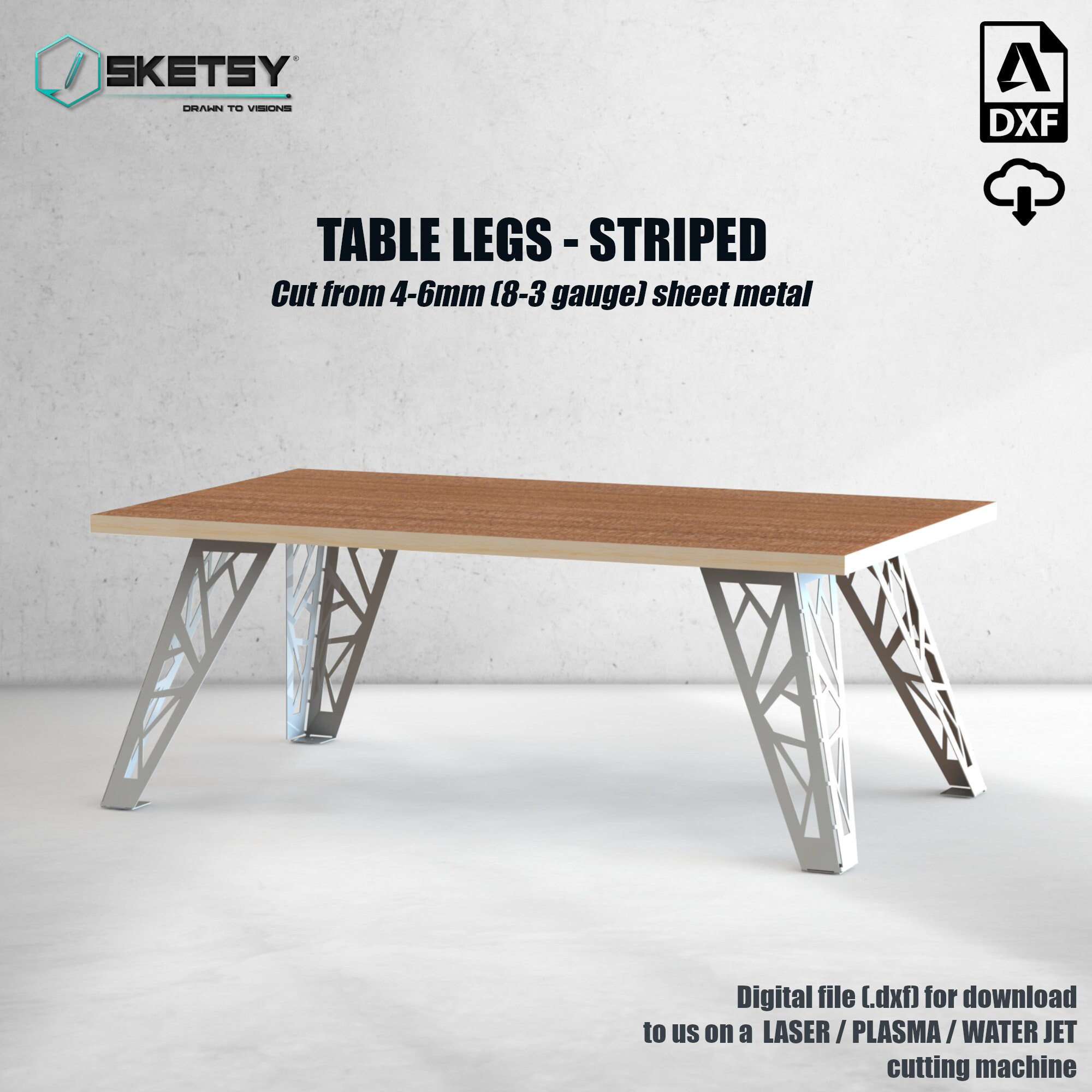 Striped Styled Table Legs DXF File for CNC Laser/plasma Cutting - Etsy