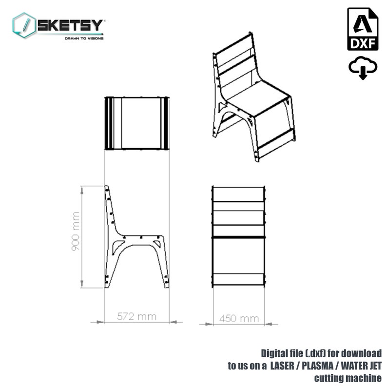 Dining Chair DXF File for Laser/plasma Cut - Etsy