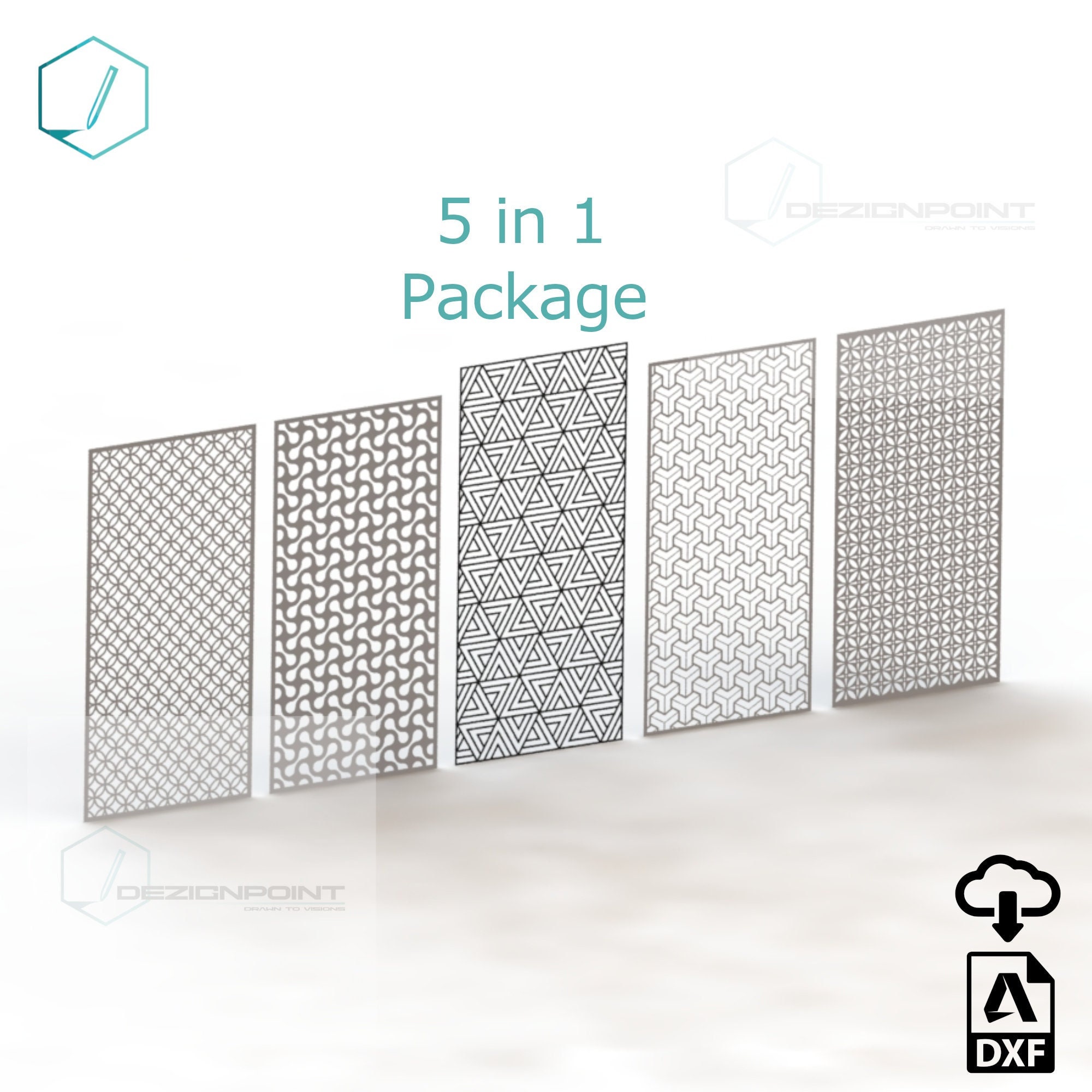5 in 1 Vector Patterns DXF File for Cnc Cutting - Etsy