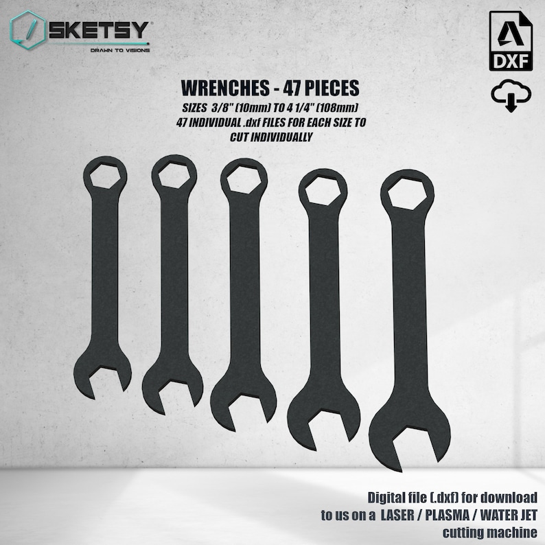 Wrench Spanner Tool Profiles DXF Files Plasma Laser Cut - Etsy