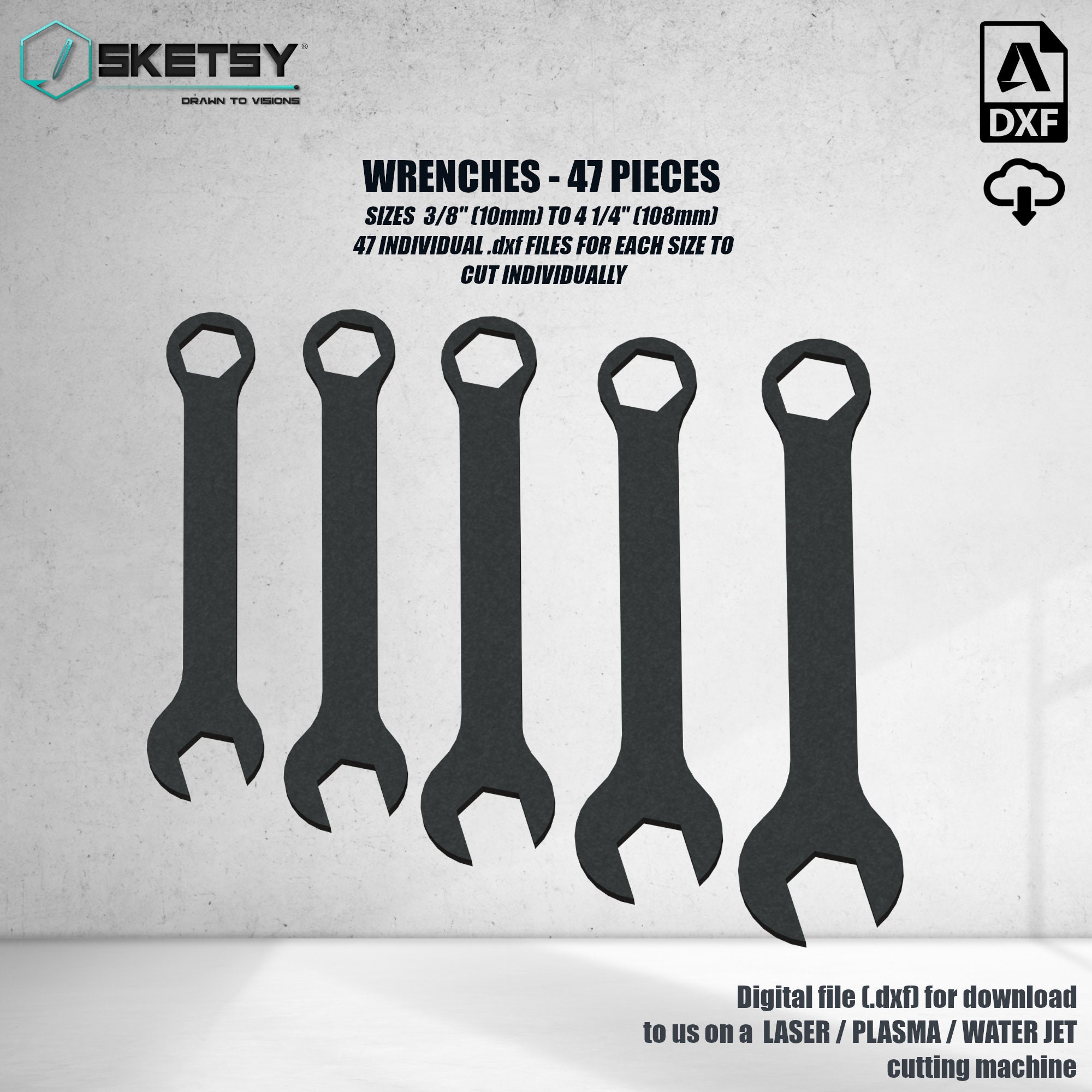 Wrench Spanner Tool Profiles DXF Files Plasma Laser Cut - Etsy