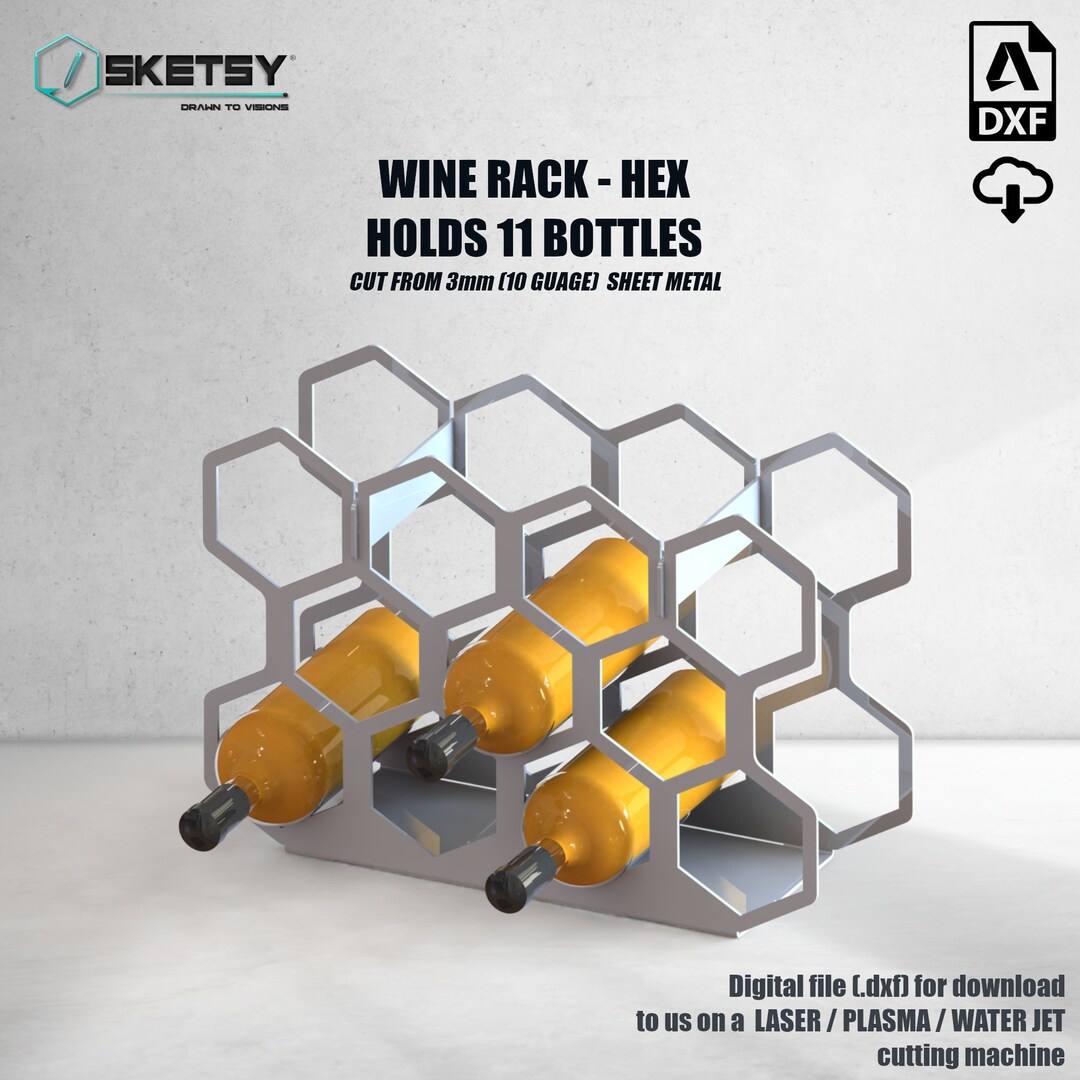 Wine Rack - Hex Style - DXF Digital File - Etsy