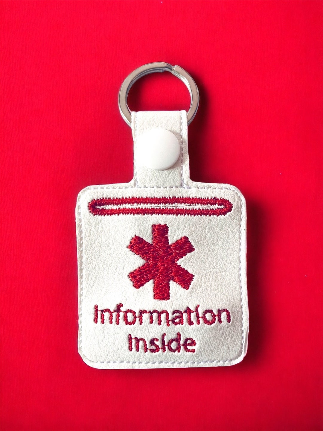 Medical Alert Emergency Key Ring Fob ICE Embroidered Vinyl - Etsy UK